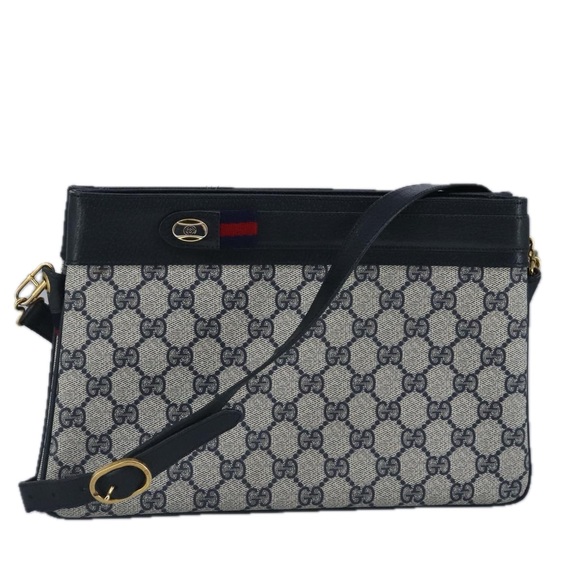 Gucci | Bags | Gucci Gg Supreme Sherry Line Shoulder Bag Pvc Navy Gold ...